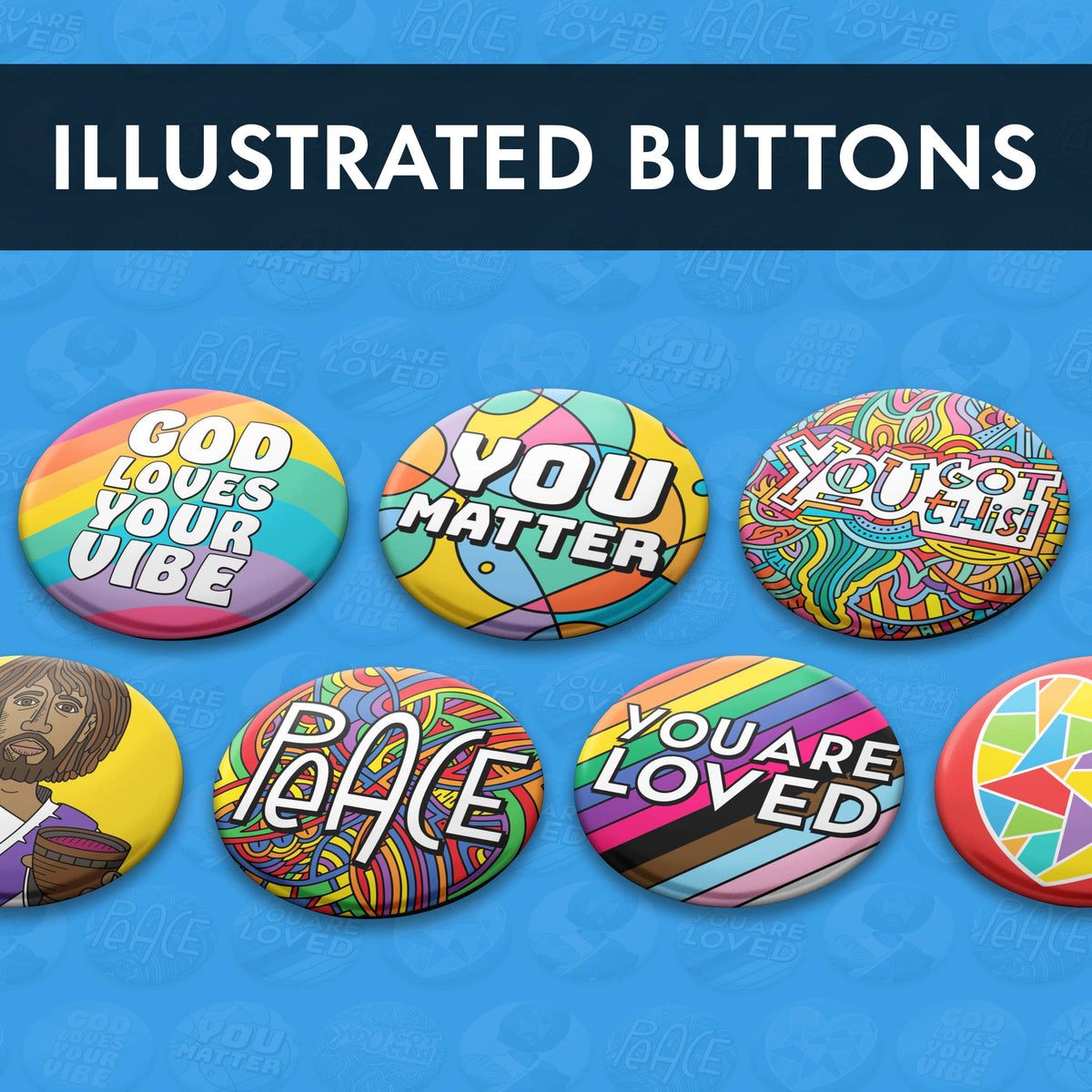 Illustrated Buttons - Various Designs — Illustrated Ministry