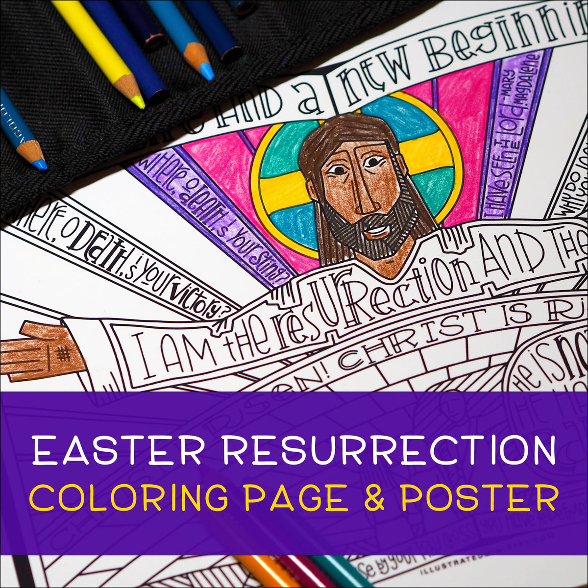 Easter Resurrection Coloring Page & Poster — Illustrated Ministry