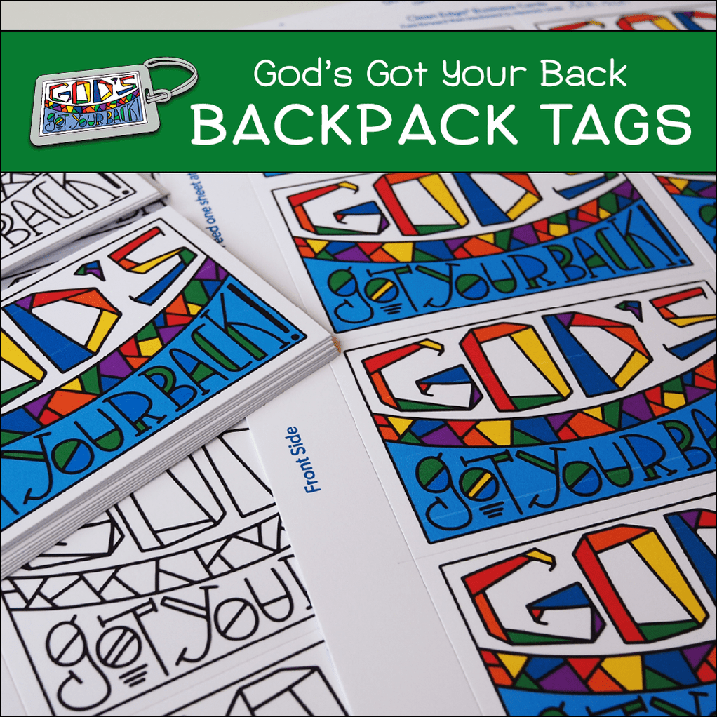 "God's Got Your Back" Backpack Tags — Illustrated Ministry