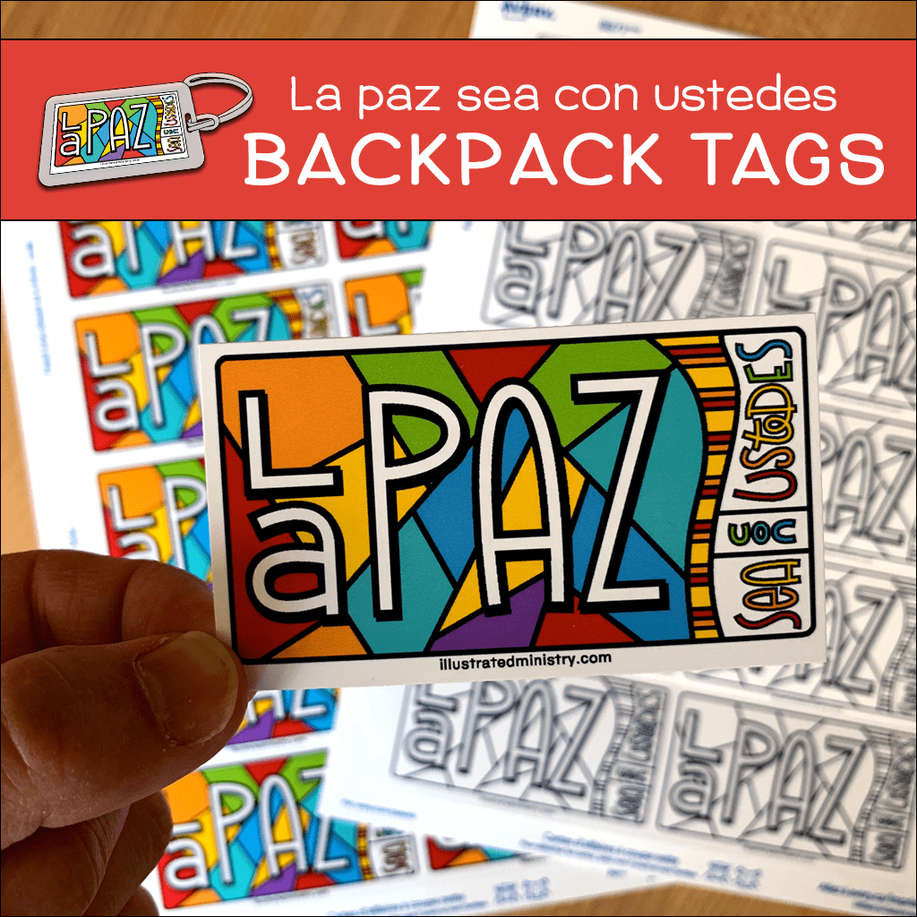 "La Paz Sea Con Ustedes" Backpack Tags — Illustrated Ministry